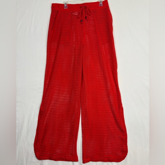 Haute Hippie | Swim | Haute Hippie Pants Womens L Red Open Knit Wide ...